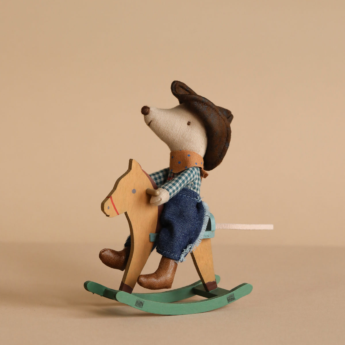 Maileg Cowboy Mouse on Rocking Horse, Little Brother– Odin Parker