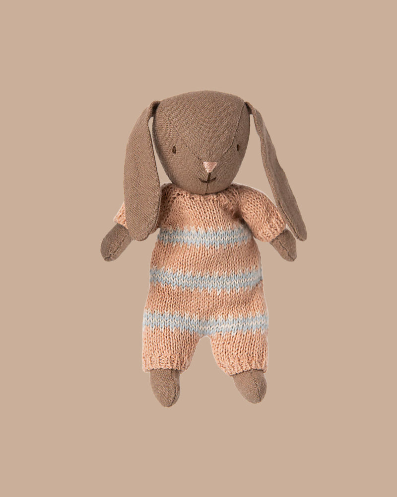 PRE-ORDER: Maileg Bunny, Micro - Brown - Dusty Rose Knitted Suit (Esti ...